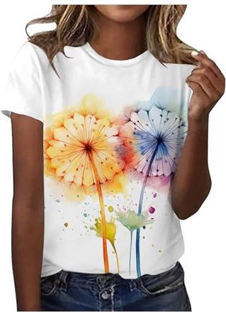 Generic T-shirt Femme Col V T-shirt Femme avec Imprim&eacute; Col Rond Confortable Comme Basique &agrave; Manches Courtes Pour Le Style Quotidien Simple T-shirt Noir T-shir