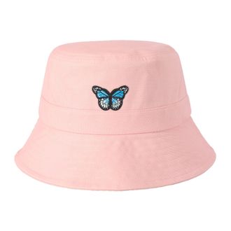 ZLYC Damen Bestickter Fischerhut Schlapphut, Schmetterling pink, Einheitsgr&ouml;&szlig;e