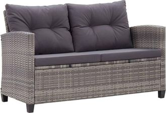 vidaXL Vidaxl - Canap&eacute; 2 places de jardin et coussins Gris 124cm R&eacute;sine tress&eacute;e