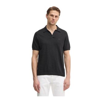 Calvin Klein Gestricktes Slub Textur Polo Shirt - - Tops - Herren - Schwarzk - S