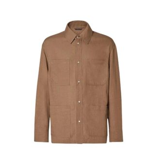 Fendi Blouson aus Leinen- einfarbig- Gianduia - - Jackets - Herren - Braun - M