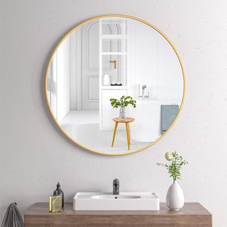 Generic Wandspiegel Rund, Mit Aluminiumrahmen, Modernes Dekorativ, H&auml;ngespiegel Bad, Gew&ouml;lbter, Spiegel Rund 50 60 80cm, F&uuml;r Schlafzimmer, Eingangsbereich, Wo