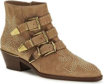 Chlo&eacute; Womens Beige Calf Leather Bos Taurus Ankle Boots