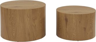 Sweeek 2er-Set runde Couchtische mit Eichenholz-Look - Sylva