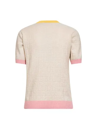 Fendi Womens Sweater Ecru Cotton-Silk Beige