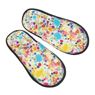 Generic Pantoufles Motif &Agrave; Pois Aquarelle Color&eacute;s Chaussures Maison Hiver Chaussons Pour Femme Int&eacute;rieur Unisex M