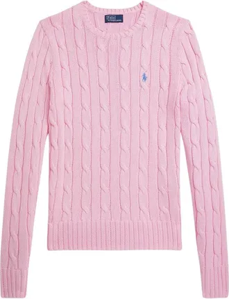 Polo Ralph Lauren Femme, Pulls, Rose, Taille: 38 FR Pull Ras du Cou en Coton C&acirc;bl&eacute;