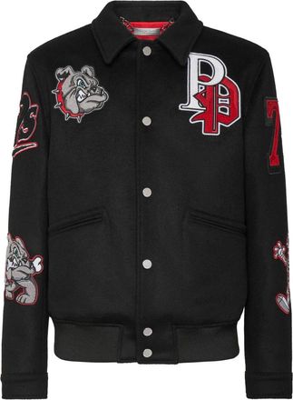 Philipp Plein Homme, Vestes, Noir, Taille: 3XL Bomber &agrave; Col