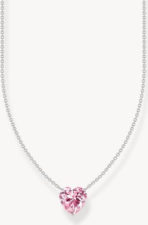 Thomas Sabo Halskette in Silber mit herzf&ouml;rmigem Anh&auml;nger in Rosa