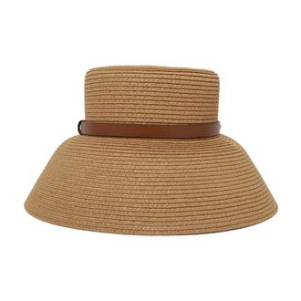 Max Mara unisex, Accessoires, Beige, Taille: 58 CM Chapeau &agrave; larges bords avec logo en m&eacute;tal