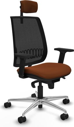 Piqueras y Crespo Drehbarer Schreibtischstuhl mit 2D-Armlehnen, h&ouml;henverstellbare Lendenwirbelst&uuml;tze und h&ouml;henverstellbares Kopfteil, Schwarz / Braun