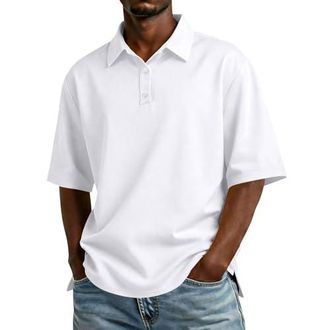 Generic Polo &agrave; manches courtes pour homme - Respirant - Pour l&eacute;t&eacute; - Pour les loisirs - Avec boutons - L&eacute;ger - Pour le sport - Basique, Blanc (01), XXL