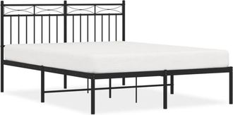 vidaXL Bettgestell mit Kopfteil Metall Schwarz 140x190 cm Vidaxl