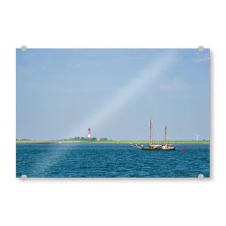artboxONE Acrylglasbild 60x40 cm Natur Nordsee, Segelschiff, Leuchtturm - Bild pellworm Insel k&uuml;ste