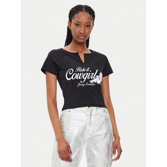 Juicy Couture T-Shirt Ride A Cowgirl JCWCT23333 Schwarz Slim Fit