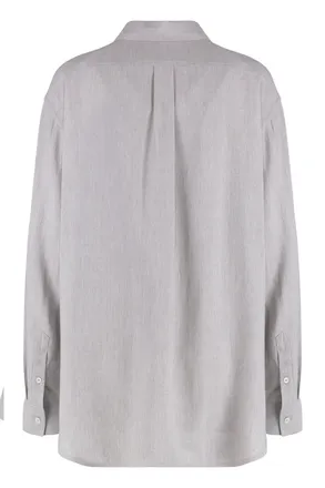 Toteme Womens Rounded-Hem Viscose Shirt Gray
