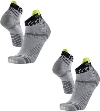 Sidas Lot de 2 Paires Chaussettes Run Feel Course &agrave; Pied, 3 bandes de grip anti-d&eacute;rapantes, Tricotage a&eacute;r&eacute;, Gestion des odeurs, Chaussettes Running Homme et