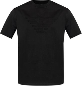 Emporio Armani Homme, Tops, Noir, Taille: XL T-shirt en jersey avec logo intarsia assorti