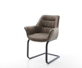 DELIFE Freischwinger Kaira-Flex Mikrofaser Taupe Vintage Freischwinger flach Schwarz, Esszimmerst&uuml;hle