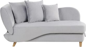 Beliani Chaiselongue Samtstoff grau linksseitig mit Stauraum Kissen modern Meri II