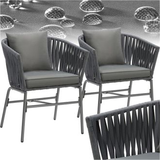 TecTake Tectake - Ensemble de chaises au design corde tressée housses en polyester amovibles