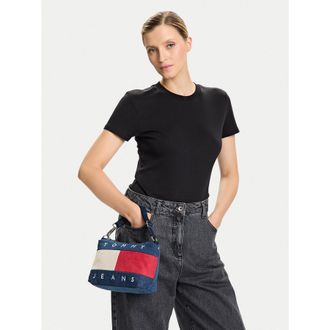 Tommy Jeans Handtasche Tommy Jeans Tjw Archive Denim Shoulder Bag AW0AW18213 Blau