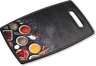KESPER 30816 Schneide- & Servierbrett, Kunststoff, Motiv SPICES/Schneidbrett