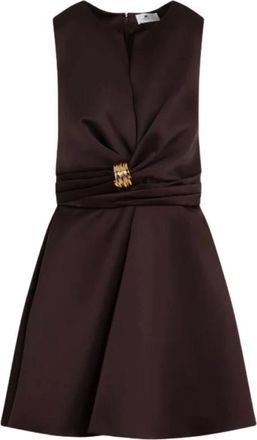 Elisabetta Franchi Femme, Robes, Brun, Taille: 40 FR Robe en satin Duchesse