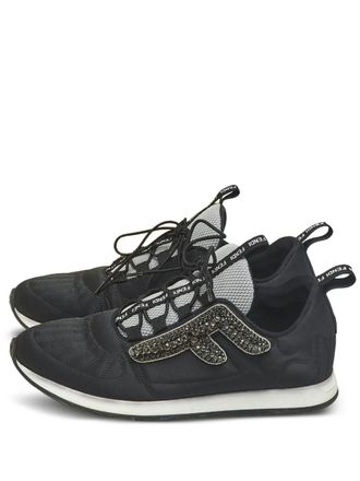 Fendi baskets lac&eacute;es &agrave; ornements en cristal - Noir