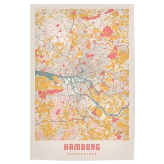 artboxONE Poster 30x20 cm St&auml;dte/Hamburg Hamburger Stadtplan - Bild Hamburg Hamburg Hamburg City