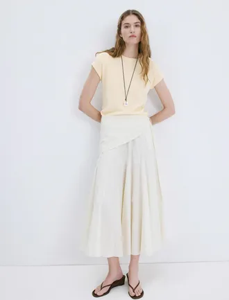 Mango Pull en maille de coton manches courtes jaune pastel - Femme - XXS - MANGO