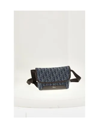 Dior Mens Messenger Bag Oblique Denim Blue Calf Leather (bos Taurus) Umbrellas Accessory