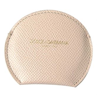 Dolce & Gabbana Beige Leder Runder Logo Handspiegelhalter - - Bags - Damen - Beige - ONE SIZE