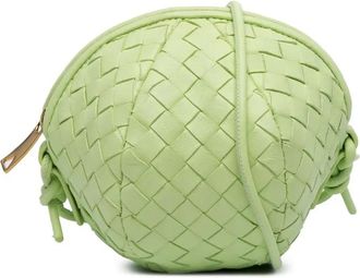 Bottega Veneta 2012-2024 mini Intrecciato Mava Umh&auml;ngetasche aus Lammleder - Gr&uuml;n