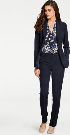Heine Hosenanzug HEINE, Damen, Gr. 44, Normalgrößen, blau (marine), 77% Polyester, 20% Viskose, 3% Elasthan, Anzüge Hosenanzug, Topseller