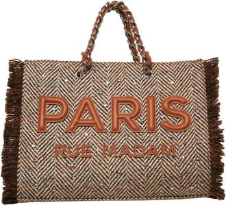 Rue Madame París Shopper & Totes - Houndstooth Shopper Bag With Fringed Edges - Gr. unisize - in Braun - für Damen