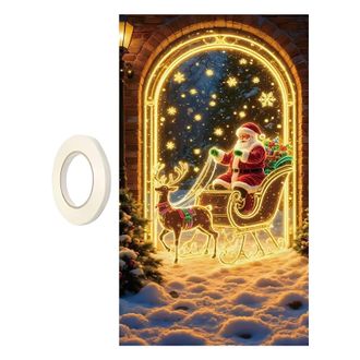 Generic Weihnachts-T&uuml;rbanner - Fluoreszierendes Banner F&uuml;r Die T&uuml;r, 180 X 90 cm, Weihnachtshintergrund, Dekoration F&uuml;r Feiertagst&uuml;ren, 70 X 35 Zoll, Fluoreszi