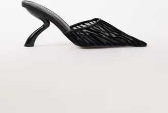 Topshop Alessio Pumps mit spitzer Spitze und kantigem Absatz in schwarzem Zebra-Mesh