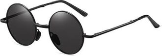 Generic Lunettes De Soleil Pliables &Agrave; Monture Ronde En M&eacute;tal, For Hommes Et Femmes, Style Tendance.(Black)