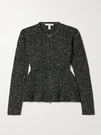 Max Mara Cardigan En Laine Mélangée À Basque Kim - Gris