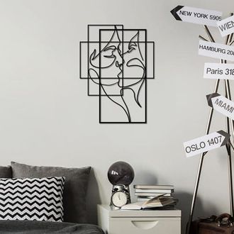 Hanah Home Stylish Black Decorative Metal Wall Accessory, 50 x 37 cm | 100% Metal (1.5 mm Thick) | Easy Wall Mounting | Perfect for Modern Home Decor