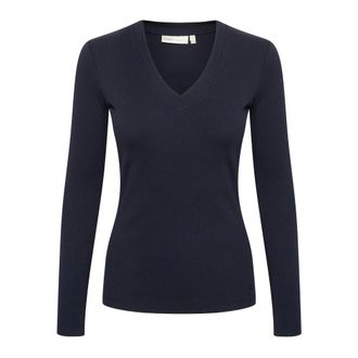 Inwear Haut &agrave; Manches Longues Col en V Bleu Marine - Femme - Pulls - Bleu - Taille: 44 FR