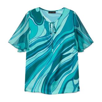 Fiorella Rubino Femme, Blouses et Chemises, Vert, Taille: 50 FR Blouse bimati&egrave;re avec imprim&eacute;