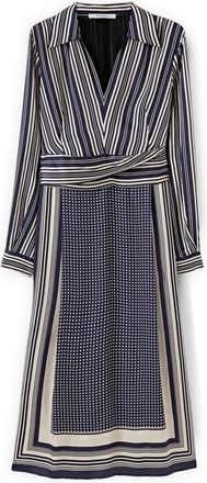 Motivi Femme, Robes, Bleu, Taille: 44 FR Foulard Print Satin Shirt Dress