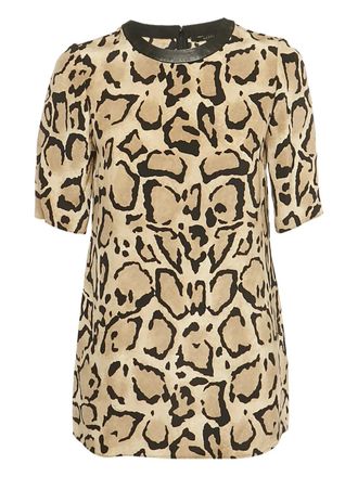 Gucci blouse &agrave; imprim&eacute; animalier et finitions en cuir - Tons neutres
