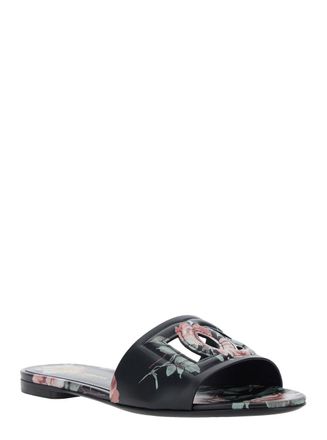 Dolce & Gabbana Womens Slide Sandals Black Leather Lamb