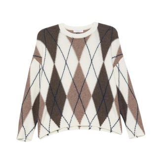 Majestic Filatures Pull col rond Argyle - Femme - Pulls - Beige - Taille: 40 FR