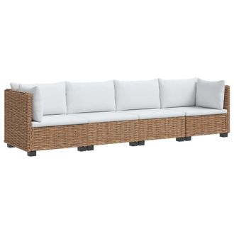 vidaXL 4 Pz Set Lounge In Rattan Con Cuscini Gendt Rattan Naturale Vidaxl
