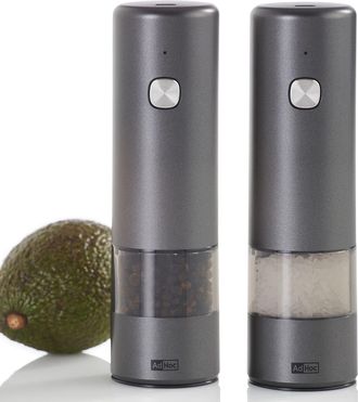 Adhoc Set elektrische aufladbare Salzmühle und Pfeffermühle i.Mill | langlebiges Keramikmahlwerk | Mahlergebnis fein bis grob | praktische LED