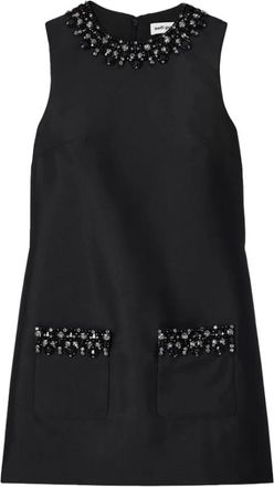 Self Portrait Femme, Robes, Noir, Taille: 42 FR Mini robe brillante avec encolure orn&eacute;e